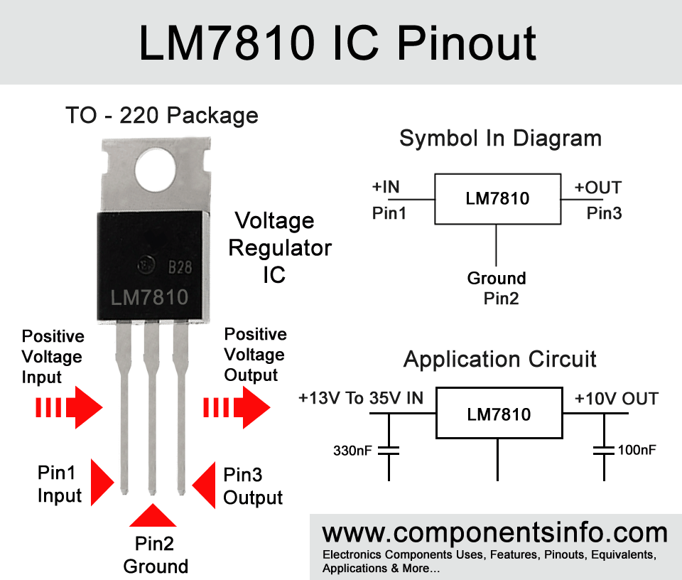 LM7810 Pinout, Features, Equivalent, Applications and Other Details LM7810 Pinout, Features, Equivalent, Applications and Other Details